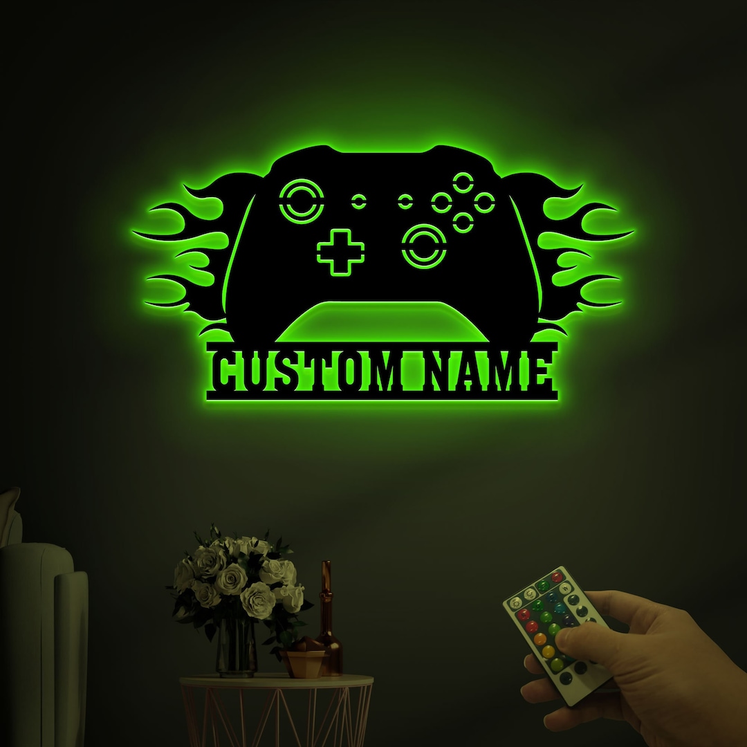 Personalized Video Game Controller Metal Wall Led Lights, Gamer Wall ...