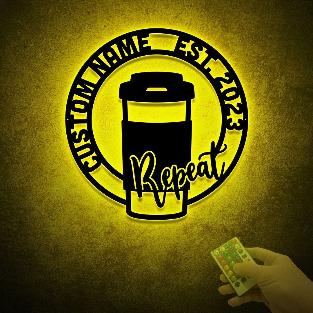 Personalized Metal Coffee Sign With LED Lights, Coffee Shop Sign ...