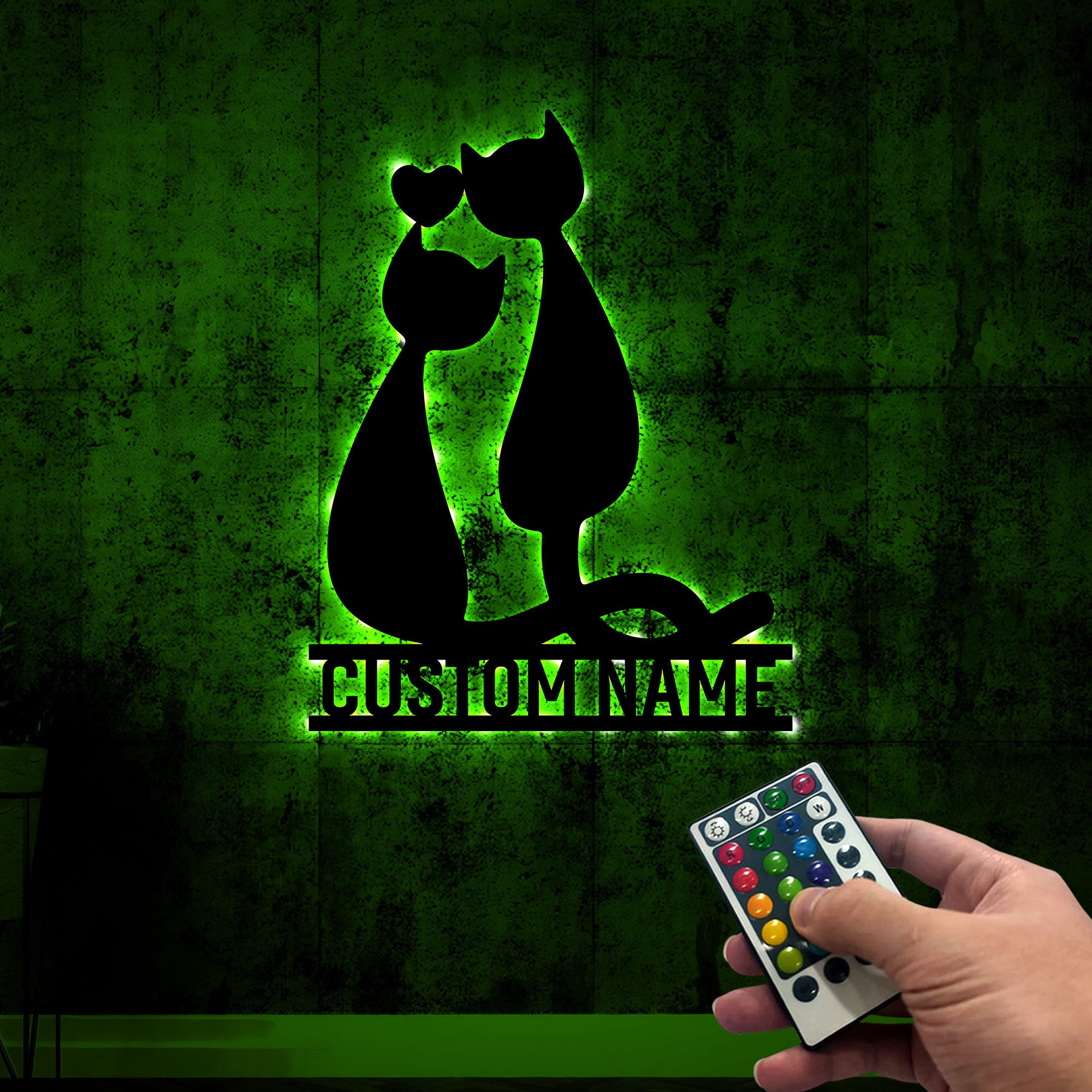 Custom Cat Couple Metal Sign With LED Lights Cat Sign With - Etsy