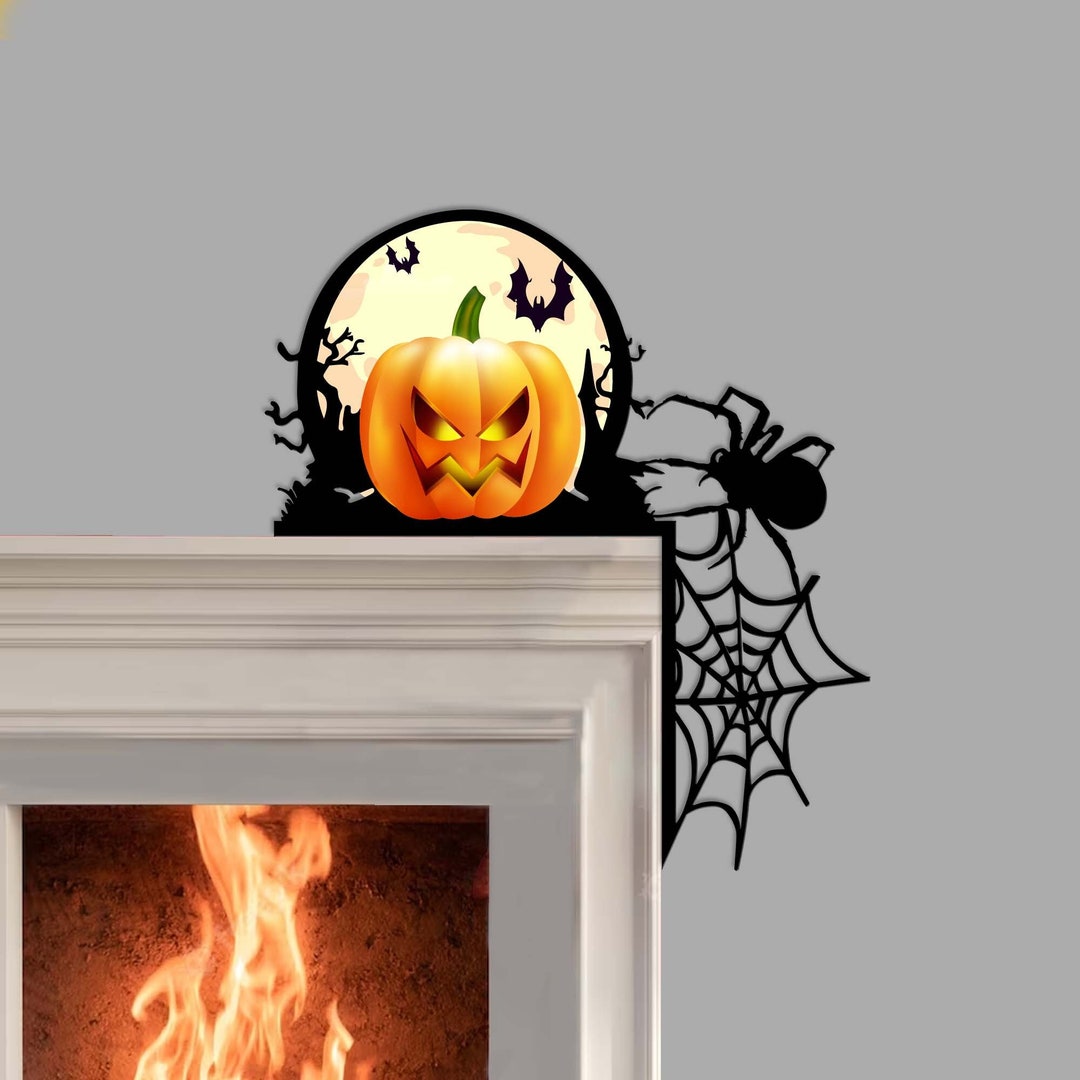 Halloween Door Corner Sign, Spider Web Decor, Halloween Door Topper ...