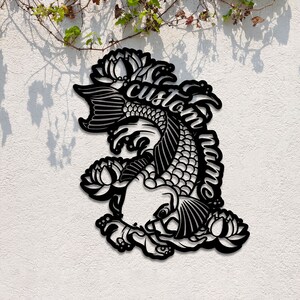 Custom Koi Fish Metal Wall LED Lights, Koi Fish Wall Art, Modern ...