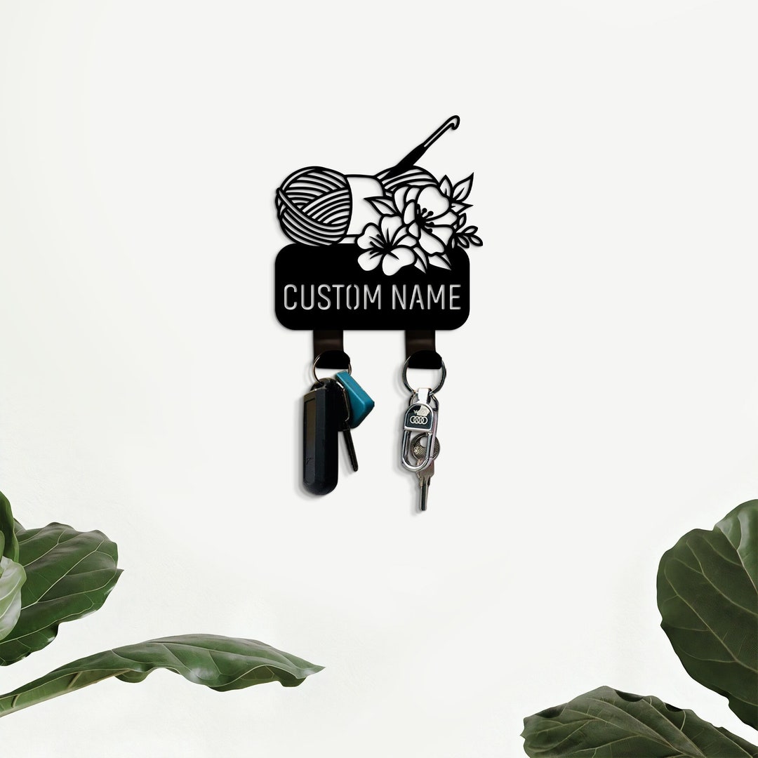 Custom Crochet Metal Key Holder, Metal Keychain Holder, Metal Coat Rack ...