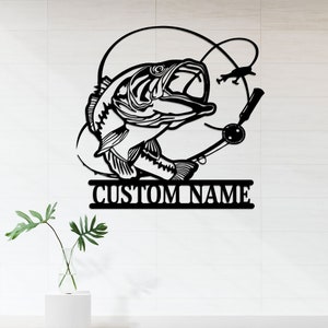 Custom Bass Fishing Metal Sign Led Lights, Fishing Metal Wall Art ...