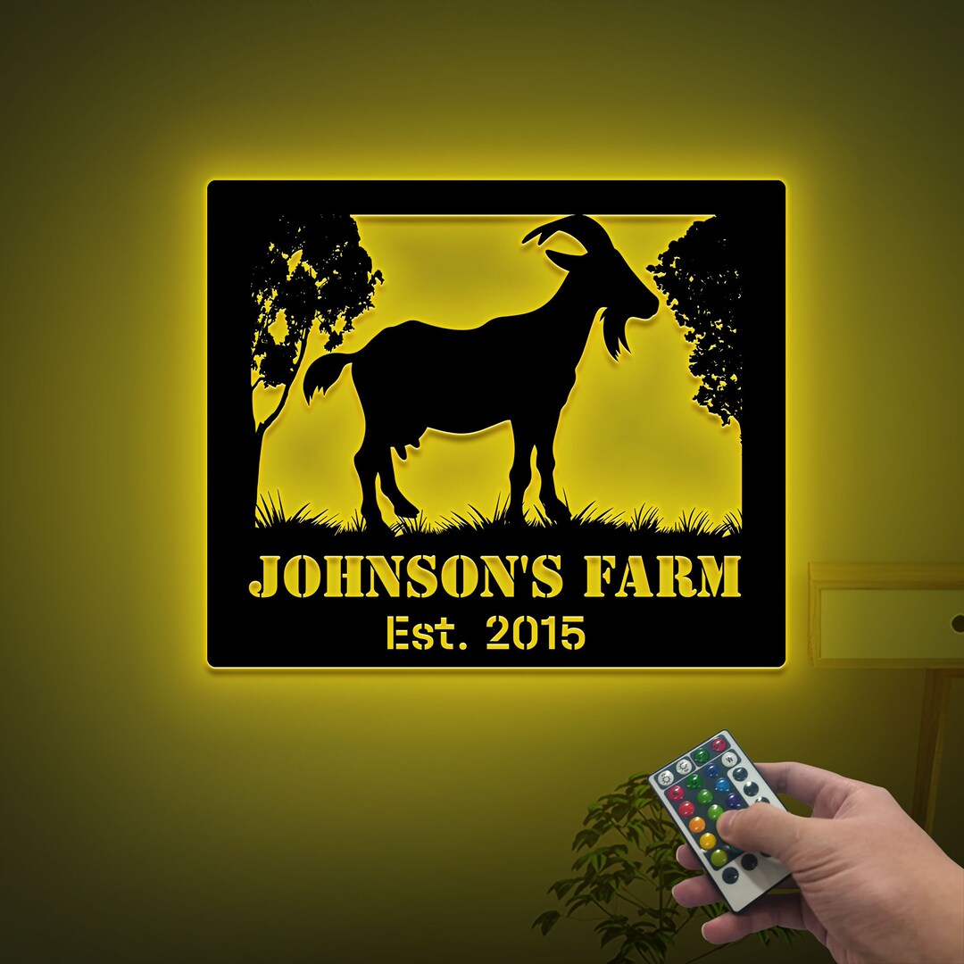 Custom Sheep Metal Sign Wall Art With Led Lights, Sheep Farm Sign ...