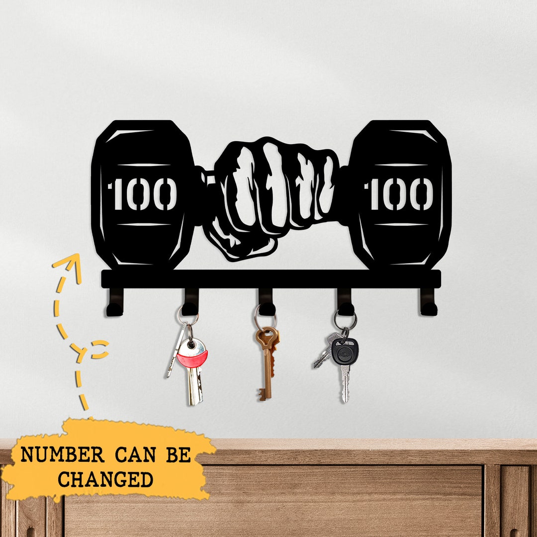 100# Dumbbell Weight Wall Hook Hanger, Metal Key Holder, Custom Key ...