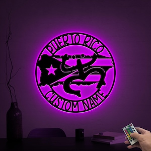 Custom Puerto Rico Coqui Wall Art Led Light, Puerto Rico Metal Sign ...