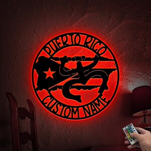 Custom Puerto Rico Coqui Wall Art Led Light, Puerto Rico Metal Sign ...