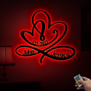 Infinity Symbol Wall Art With LED Lights, Infinity Heart With Name ...