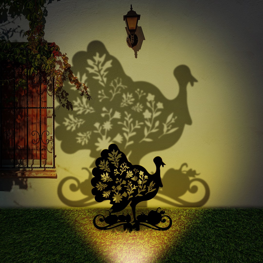 Thanksgiving Turkey Garden Metal Sign, Turkey Shadow Caster, Pumpkin ...