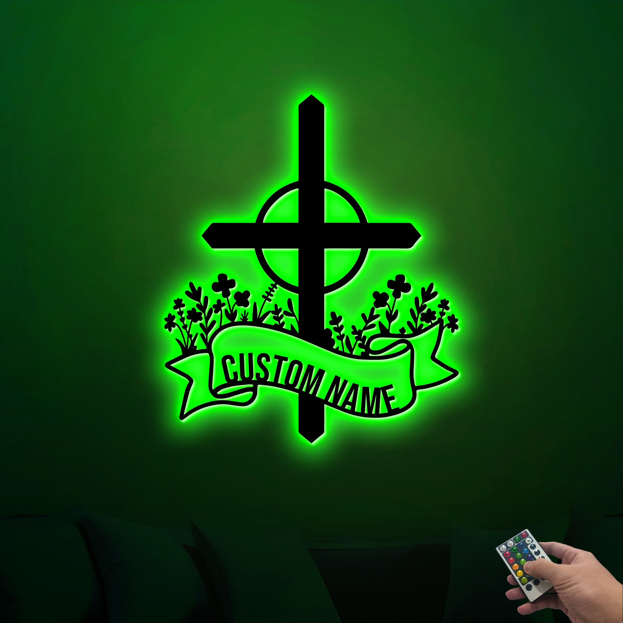 Custom Blessed Cross Metal Sign LED Light God Faith Cross - Etsy