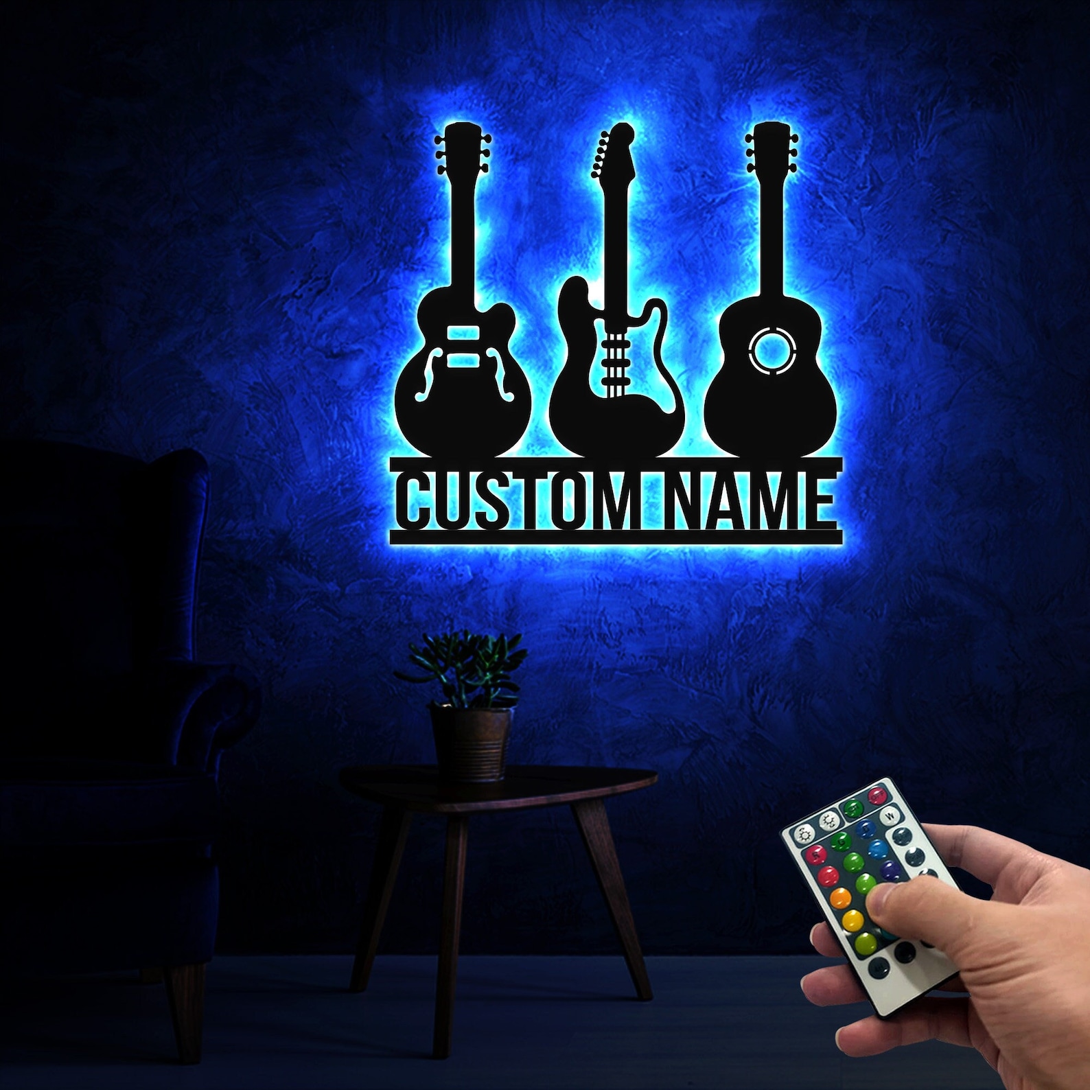 Personalized Guitar Metal Sign With LED Light, Music Room Wall Decor - Etsy