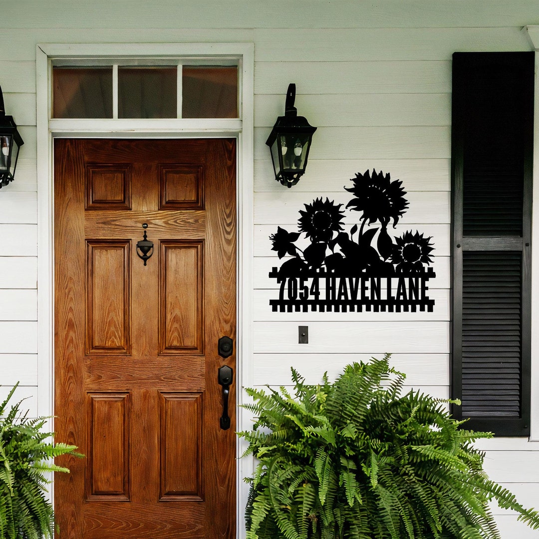 Custom Address Sign, Metal Sunflower Address Sign, Custom Street Sign ...