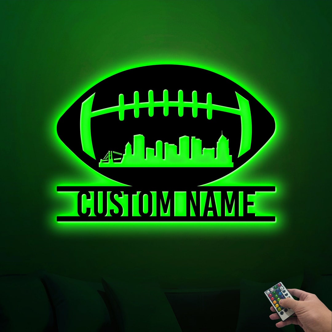 Pittsburgh Skyline American Football Metal Sign With Led Light ...