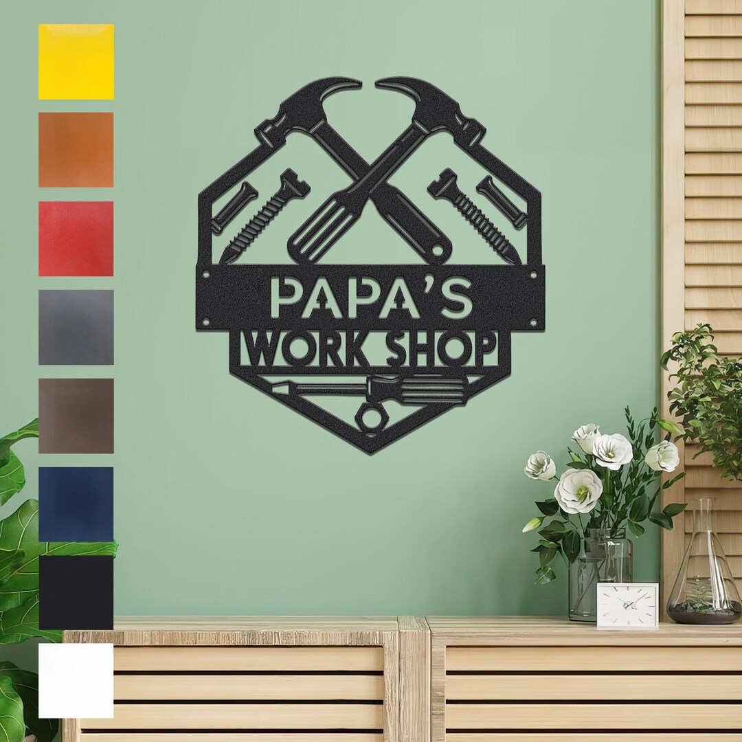 Custom Metal Work Shop Sign, Personalized Fathers Day Sign, Workshop ...