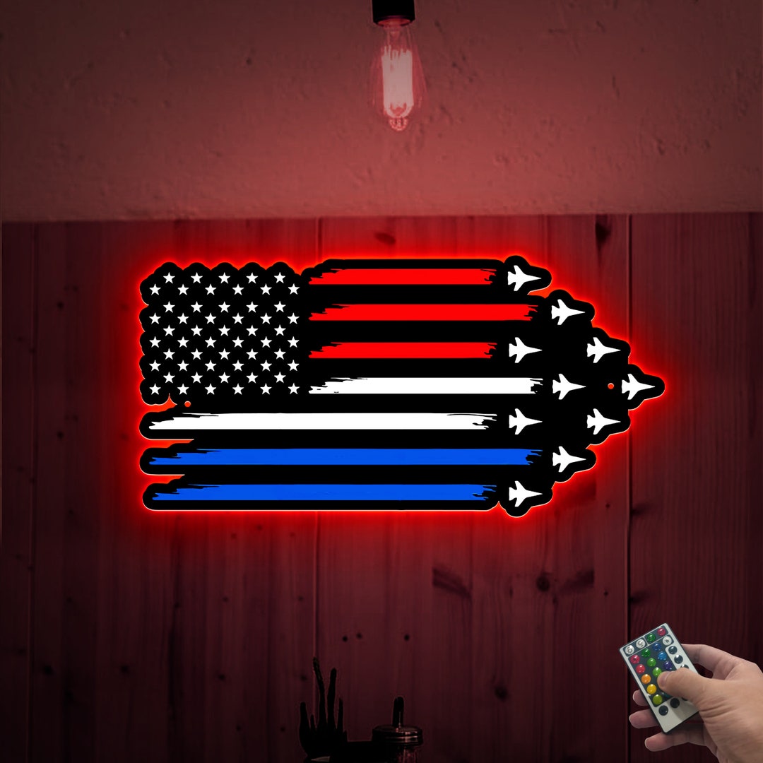 Air Force Wall Art With Led Light, Red White Blue Air Force Flyover ...