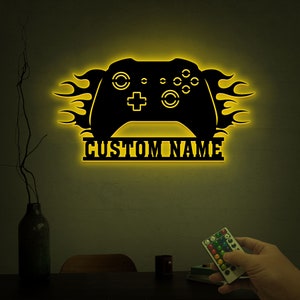 Personalized Video Game Controller Metal Wall Led Lights, Gamer Wall ...