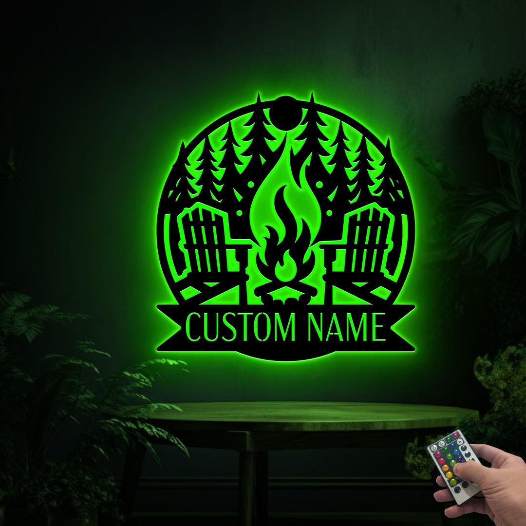 Personalized Campfire Metal Wall Art With Led Light, Campfire Sign ...