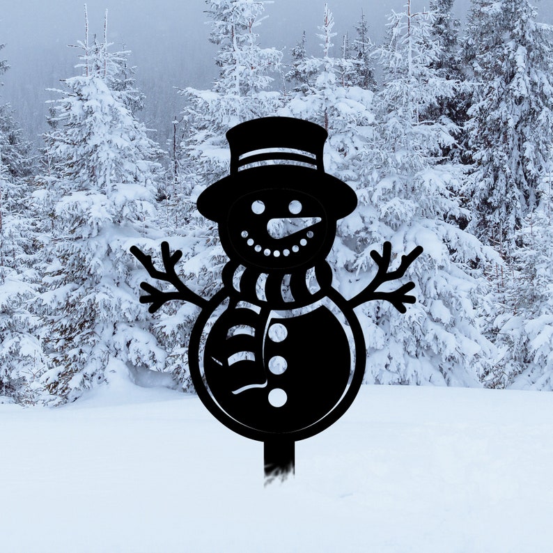 Christmas Snowman Metal Stake, Winter Garden Art - Etsy