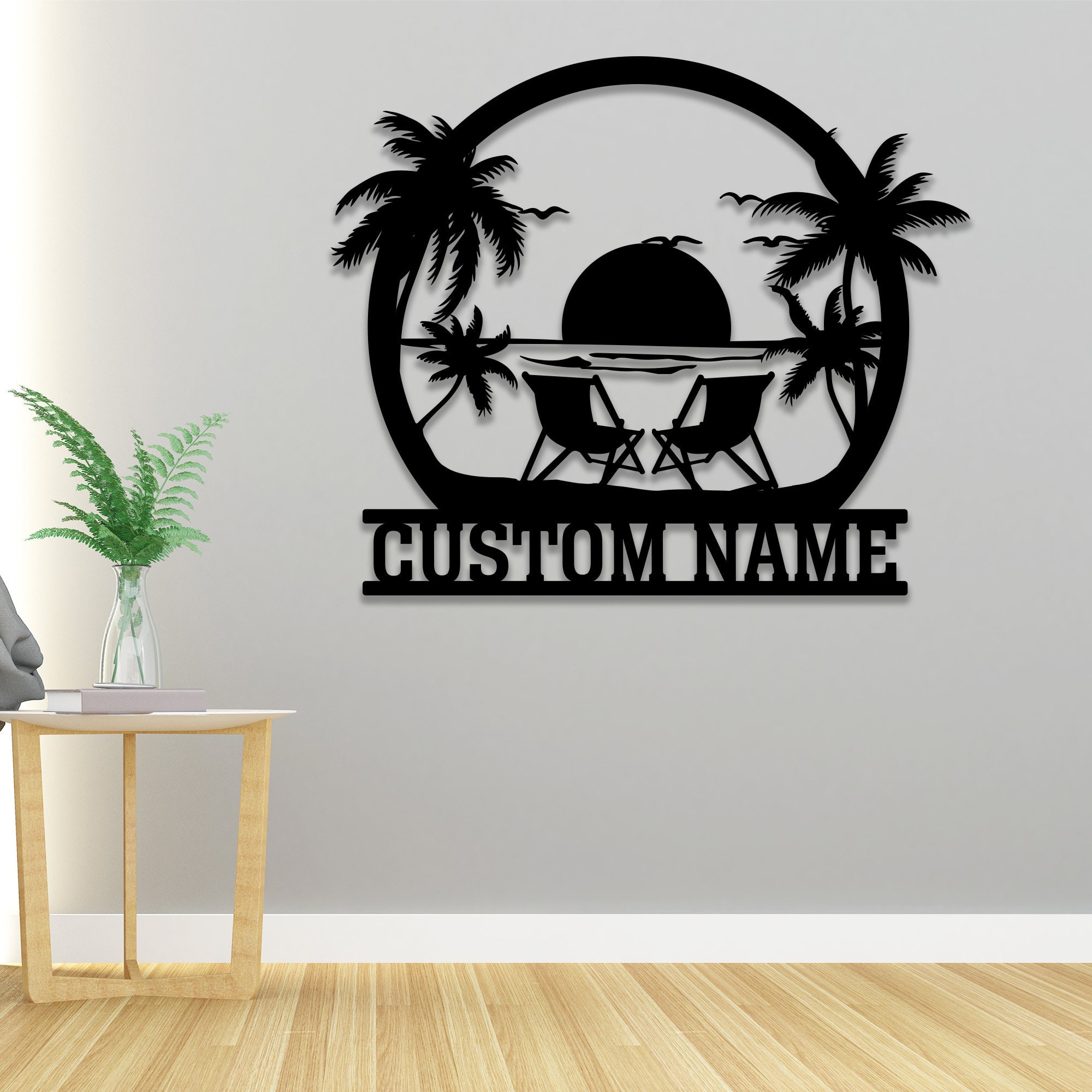 Custom Metal Beach House Sign With LED Lights, Sunset Beach Decor ...