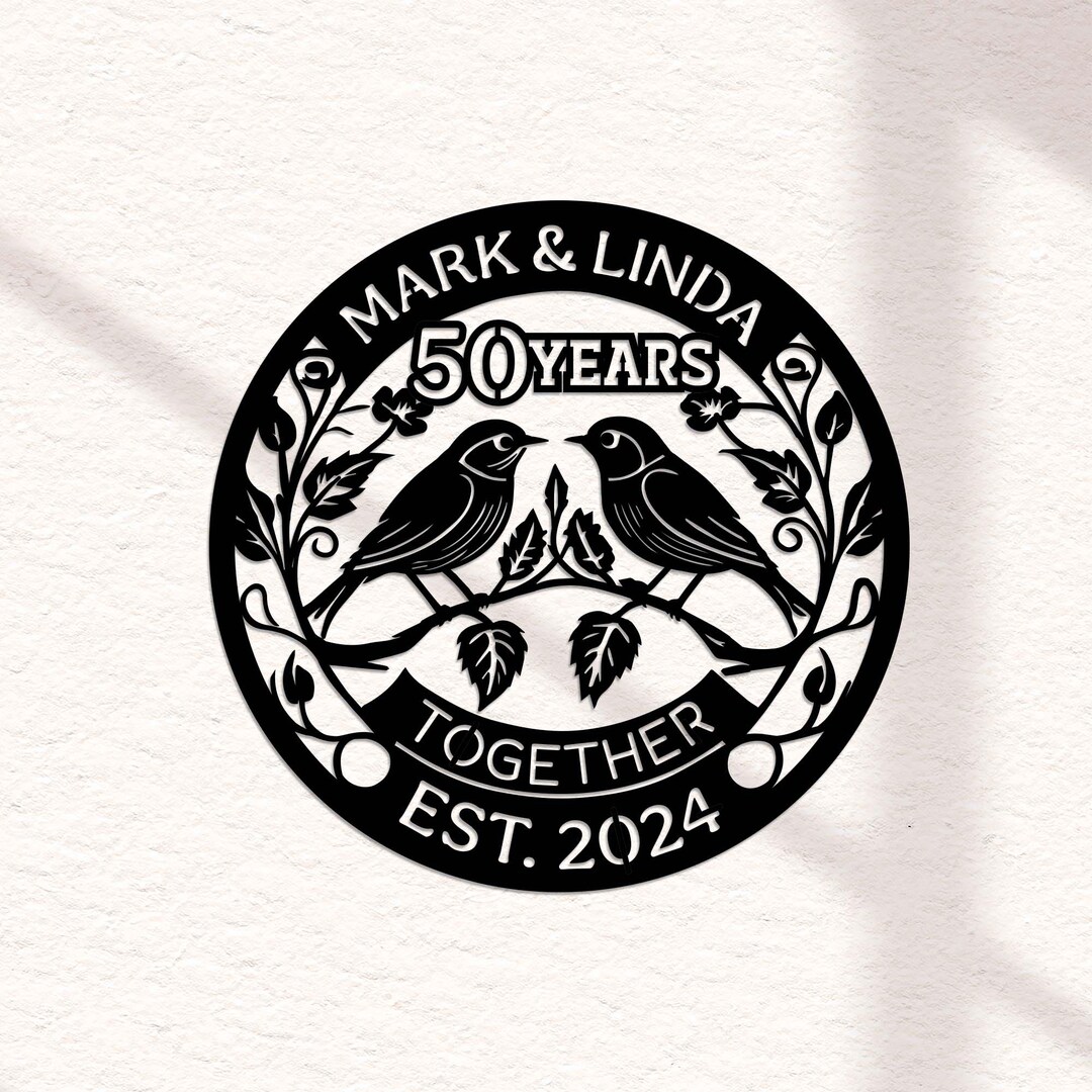 50 Year Anniversary Metal Sign With Lights, Wedding Anniversary Metal ...