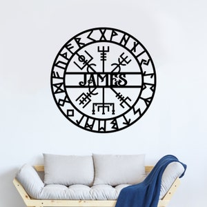 Personalized Viking Metal Sign With Light, Vegvisir Wall Art, Custom ...