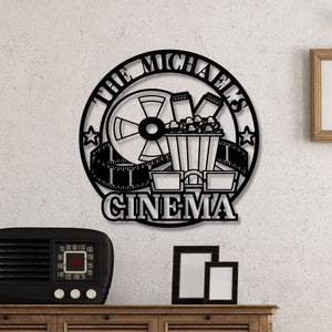 Personalized Home Cinema Metal Wall Art With Lights, Movie Room Art ...
