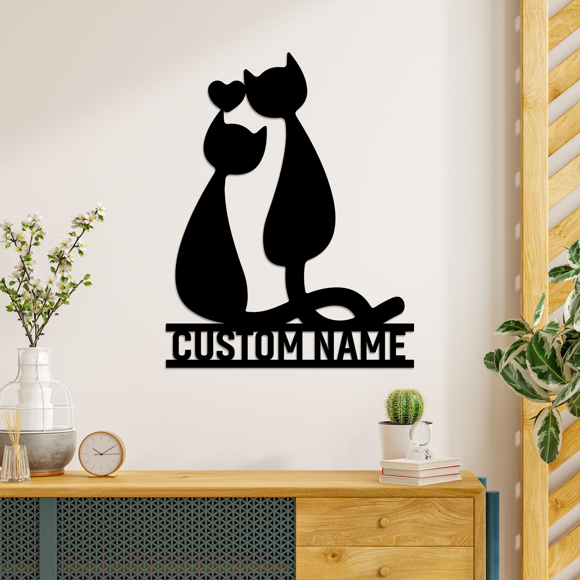 Custom Cat Couple Metal Sign With LED Lights Cat Sign With - Etsy