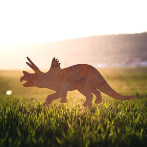 Rusty Metal Dinosaur Triceratops, Dinosaur Metal Garden Sign, Garden ...