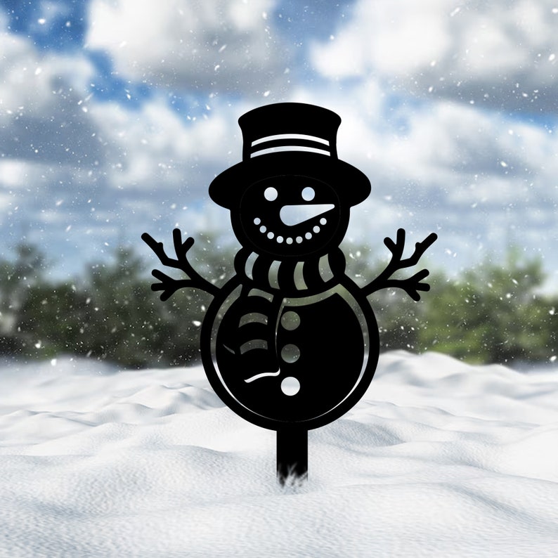 Christmas Snowman Metal Stake, Winter Garden Art - Etsy