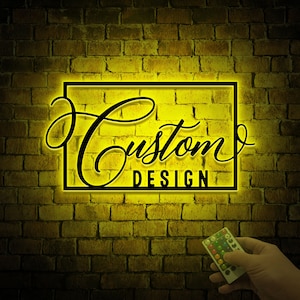 Custom Design Metal Sign Wall Art With Led Lights, Your Logo Here ...