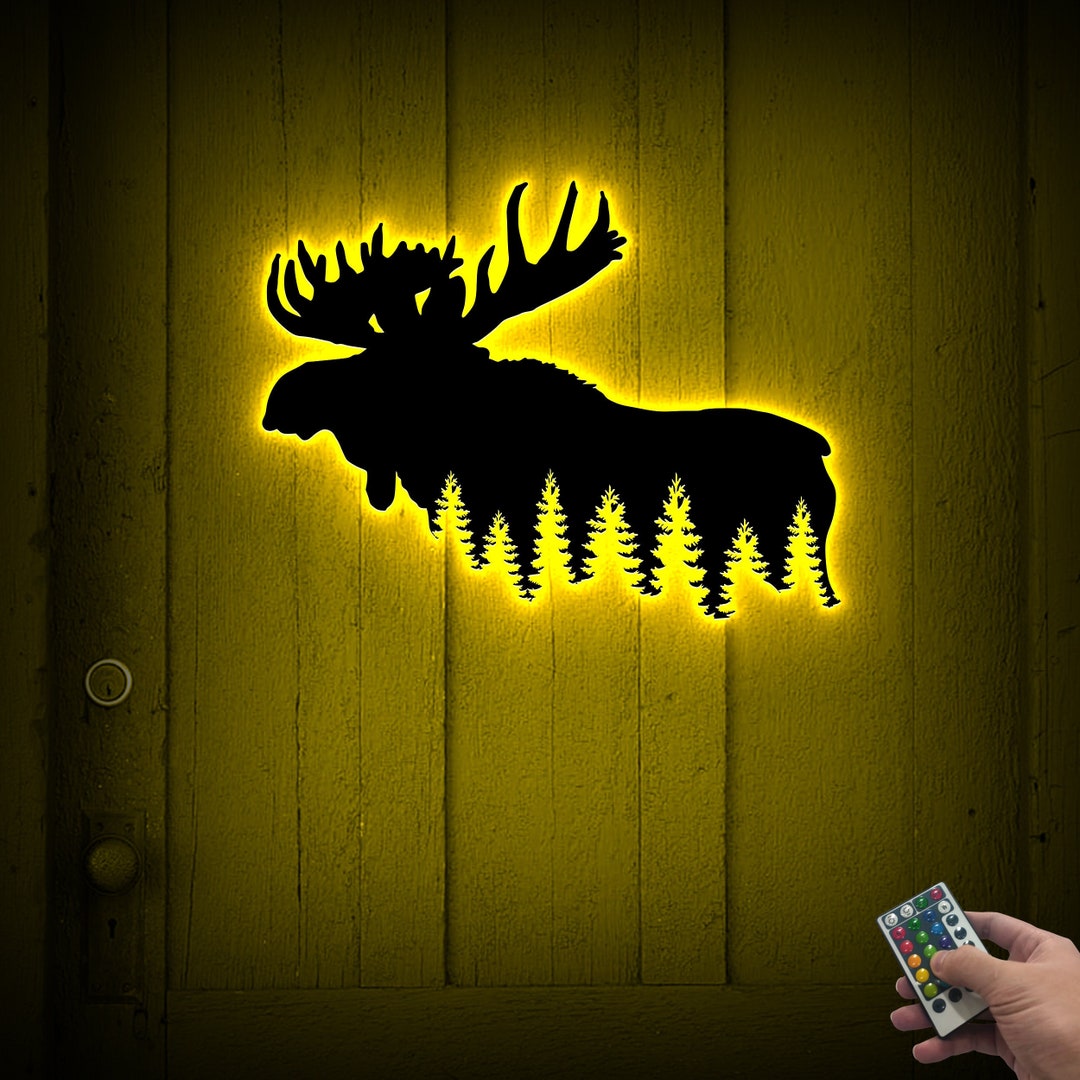 LED Moose Metal Wall Art, Cabin Lodge Decor, Hunting Gift - Etsy