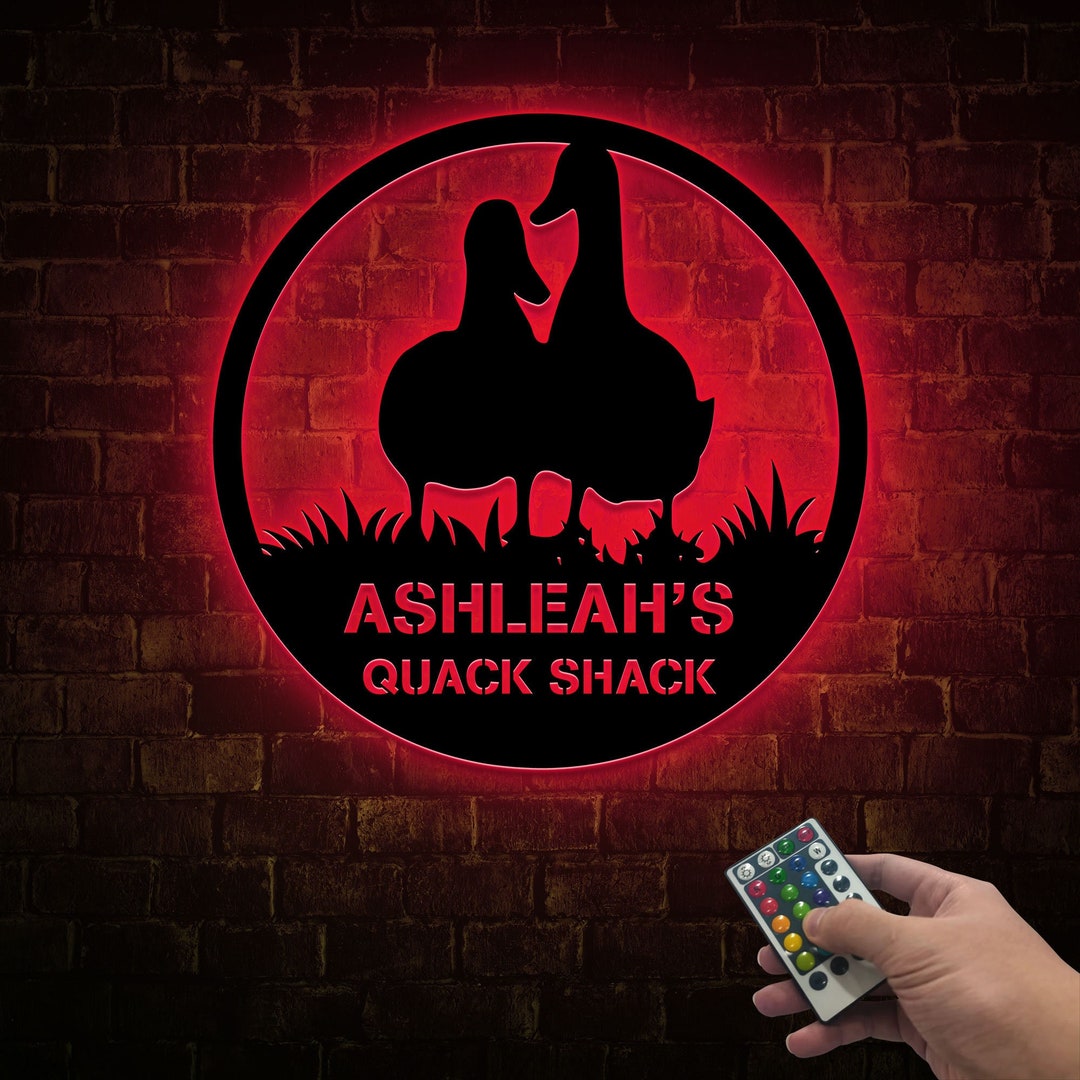 Custom Quack Shack Metal Sign Wall Art With LED Lights, Duck Sign ...