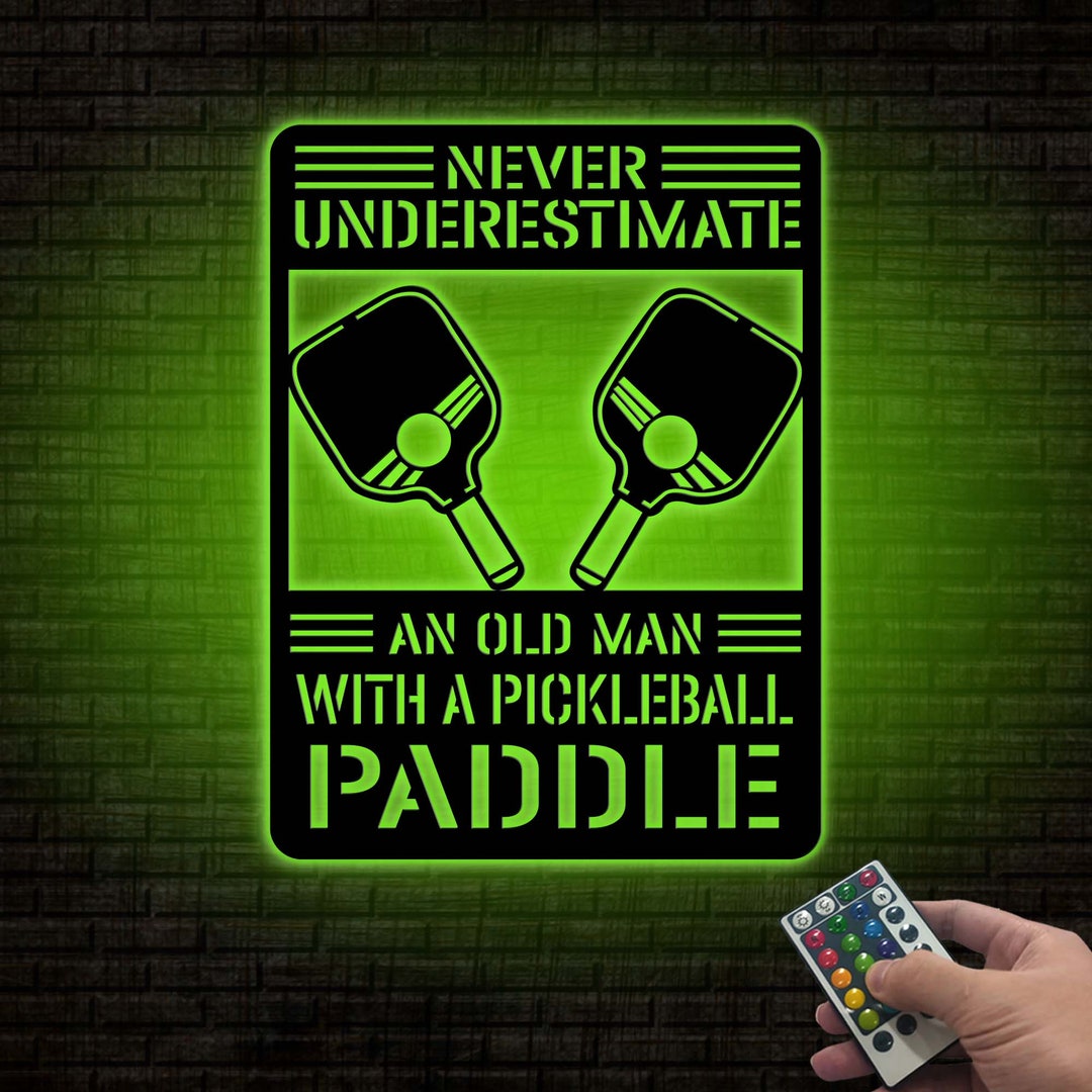 Pickleball Paddles Metal Sign Wall Art With Led Light, Never ...