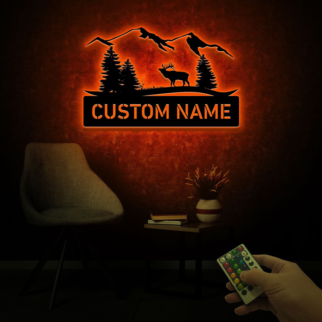 Custom Moose Metal Sign With LED Lights, Mountain Home Decor - Etsy