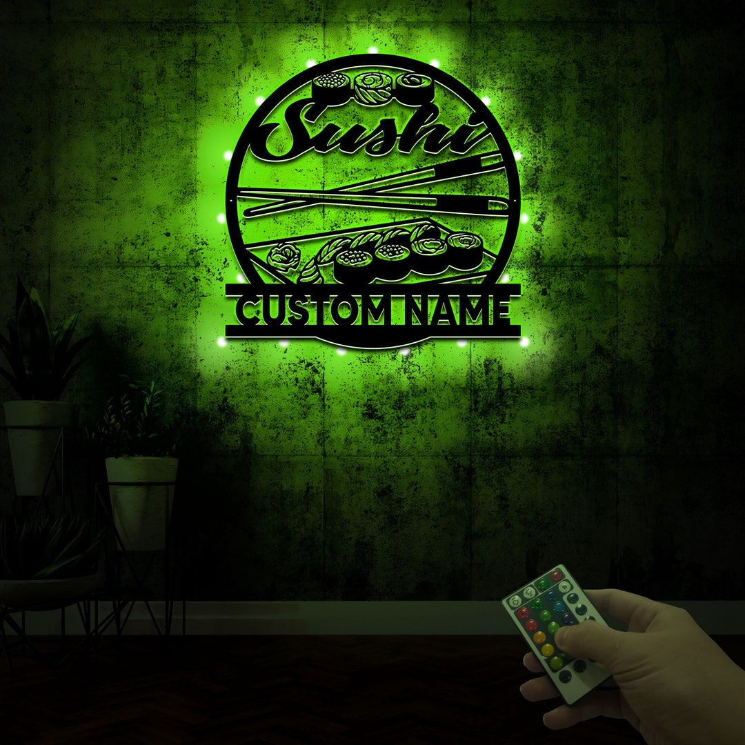 Custom Sushi Restaurant Sign With LED Lights, Sushi Restaurant Decor ...
