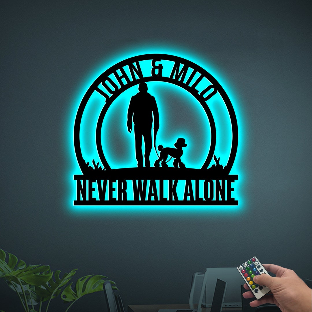 Poodle Sign With LED Lights, Custom Dog Name Sign Metal, Poodle Never ...