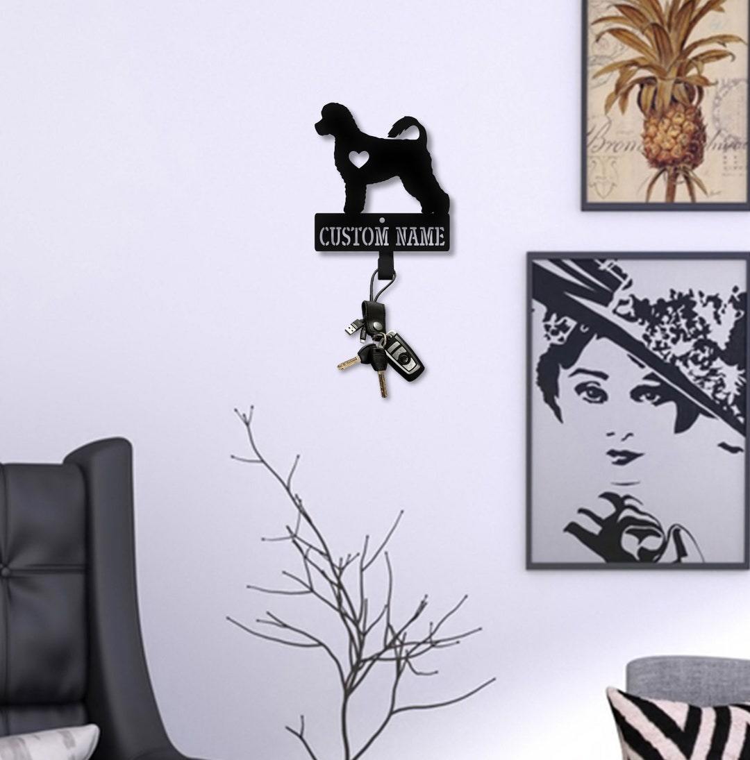 Personalized Dog Key Hanger Metal, Portuguese Water Dog Leash Rack, Dog ...