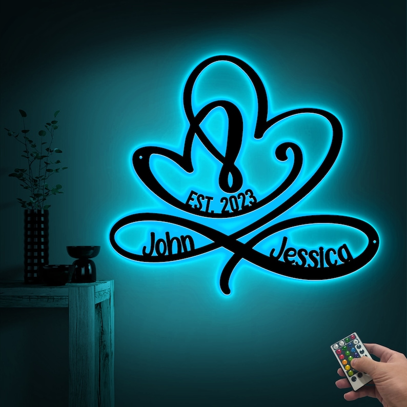 Infinity Symbol Wall Art With LED Lights Infinity Heart With - Etsy
