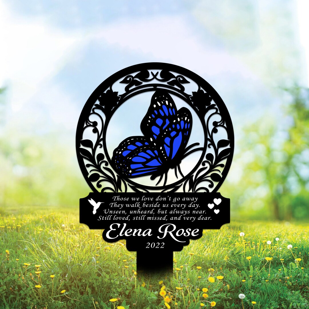 Personalized Memorial Stake Metal, Butterfly Memorial Stake, in Loving ...