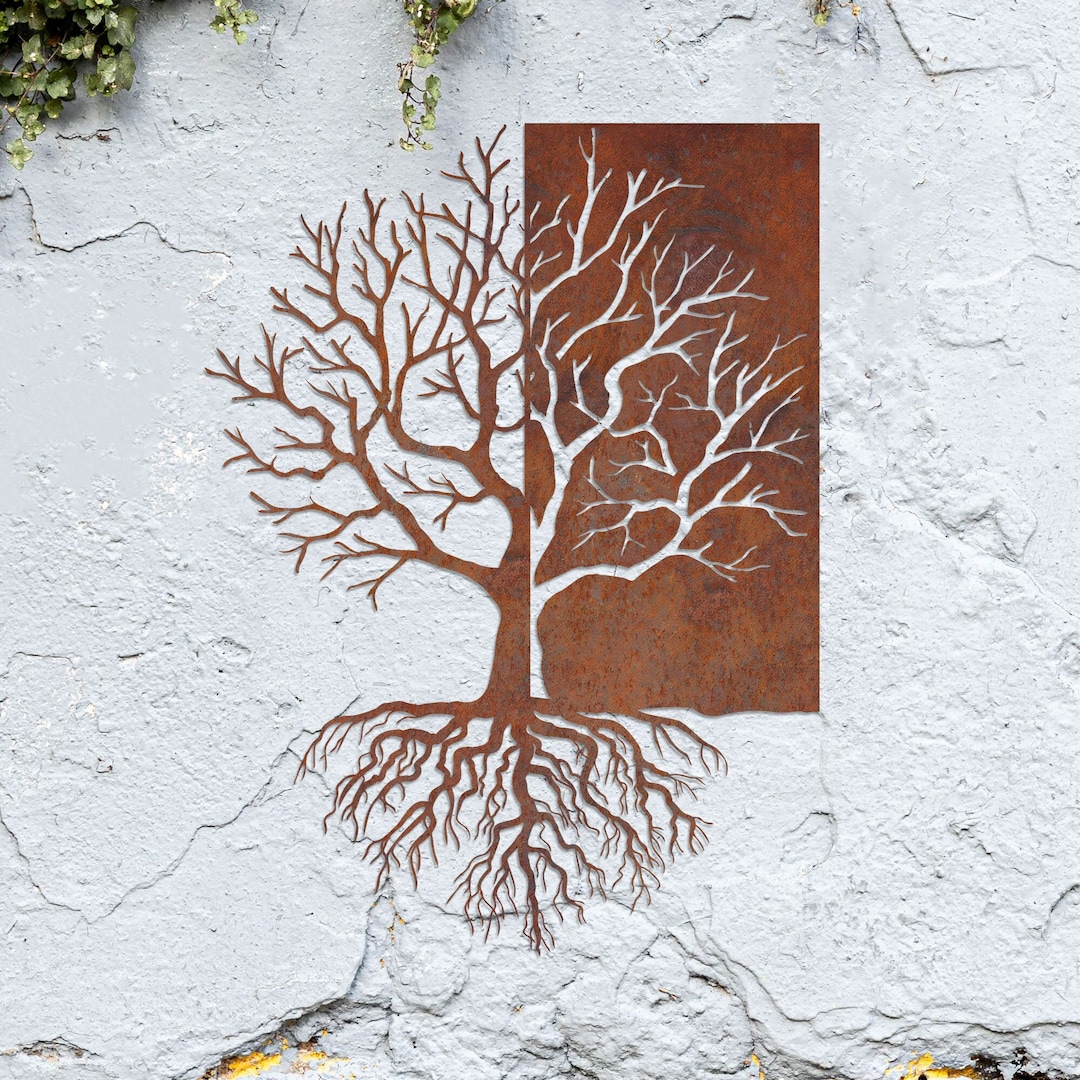 Rusty Tree Metal Wall Art, Tree of Life Wall Decor, Wedding Gift ...