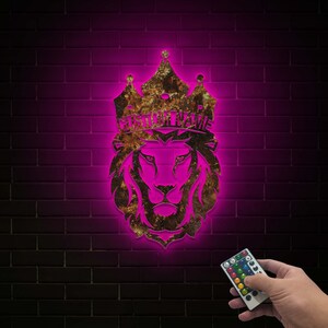 Custom Lion of Judah Metal Sign With LED Lights, Jesus Christ Wall Art ...