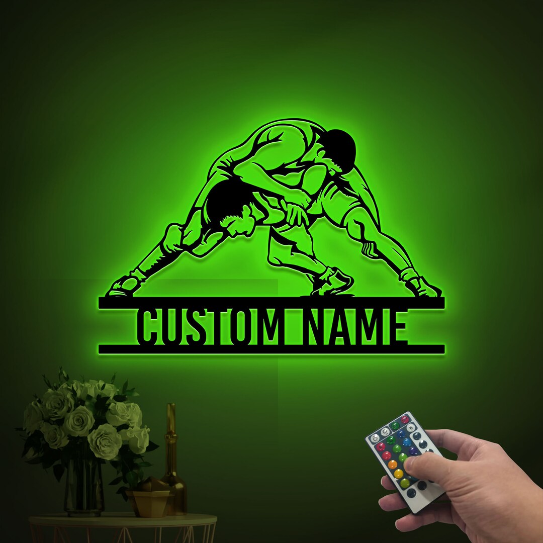 Custom Wrestling Metal Sign Wall Art With Led Lights, Personalized ...