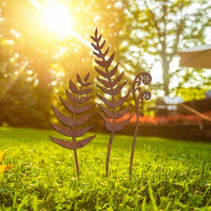 Fiddlehead Fern Leaf Sign Rusty, Rustic Metal Garden Sign, Metal Yard ...
