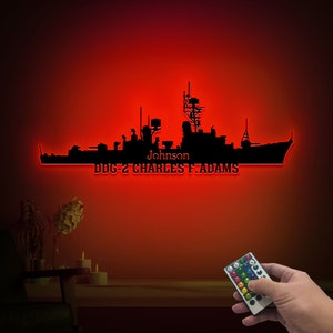 Custom US Navy Ships Metal Sign Wall Art With LED Lights, Battleship ...