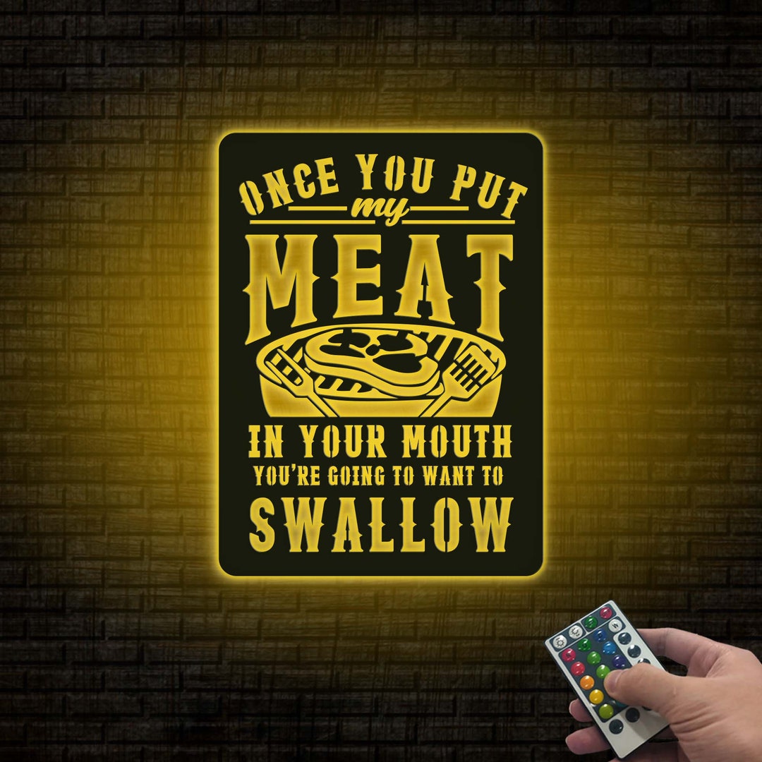 Funny BBQ Metal Sign With LED Lights, Grilling Backyard Decor - Etsy