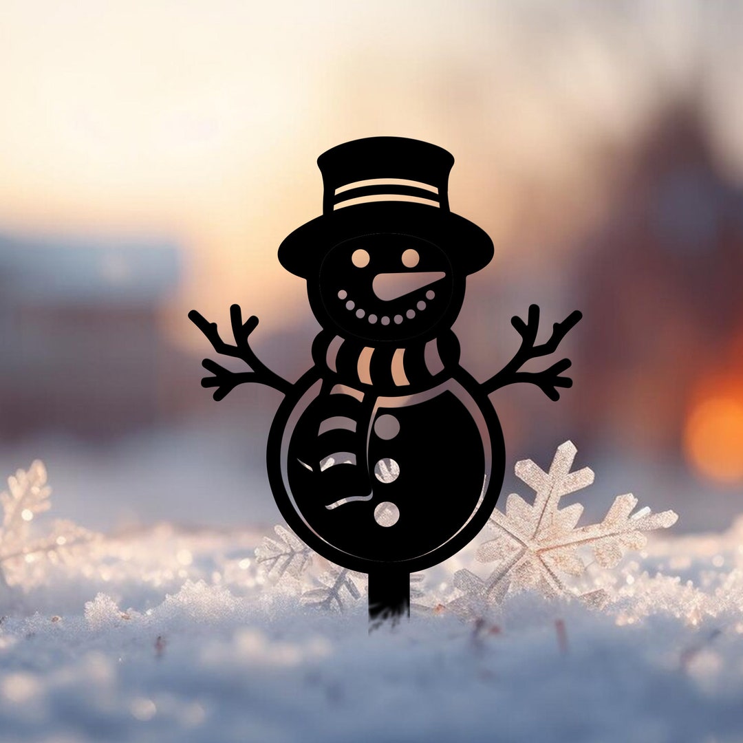 Christmas Snowman Metal Stake Sign, Garden Metal Art, Christmas Snow ...