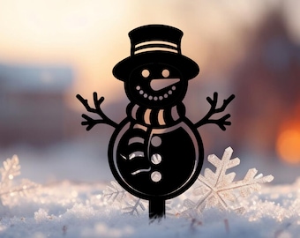 Christmas Snowman Metal Stake, Garden Sign, Christmas Snow Man Metal ...