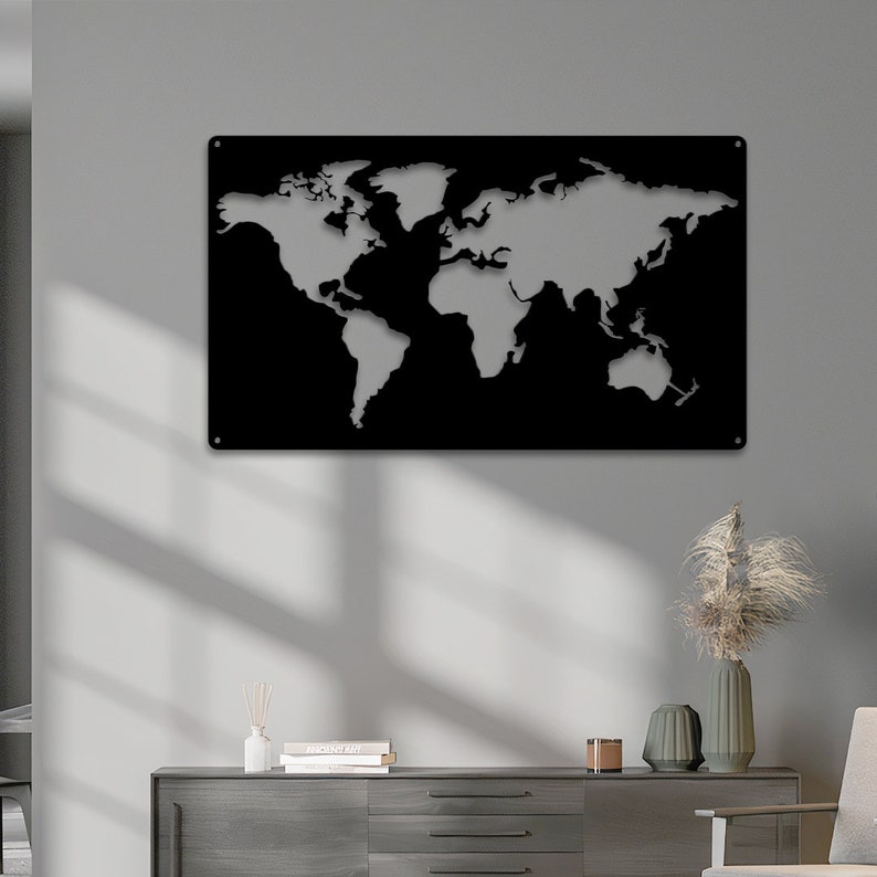 Metal World Map Continents Sign With LED Lights World Map - Etsy