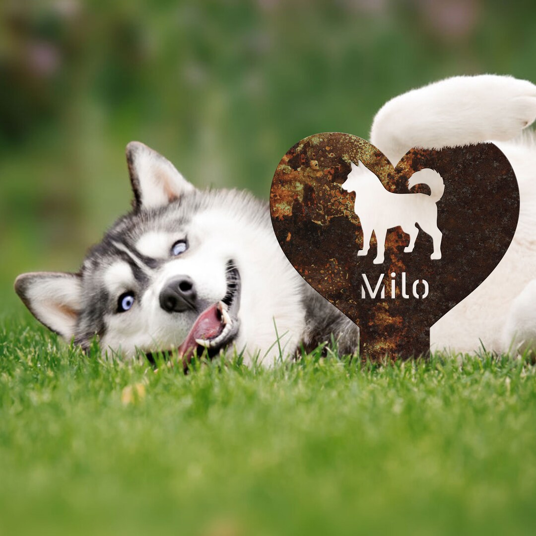 Siberian Husky Garden Sign, Rustic Metal Pet Memorial Stake - Etsy