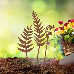 Fiddlehead Fern Leaf Sign Rusty, Rustic Metal Garden Sign, Metal Yard ...